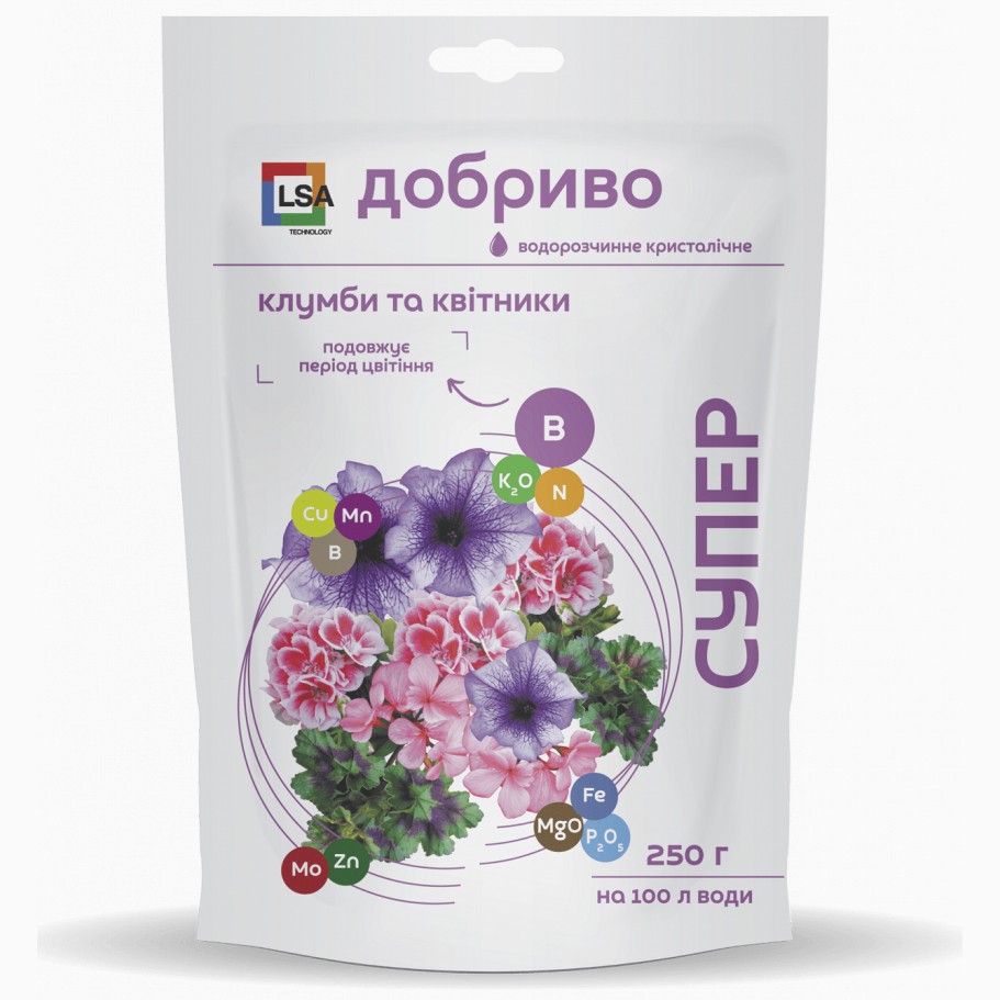Удобрения :: Удобрения "Семейный Сад" :: Удобрение "Супер" Клумбы 250г